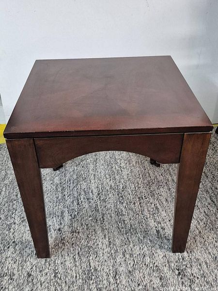 Solid cherry wood square side table | Maxsold