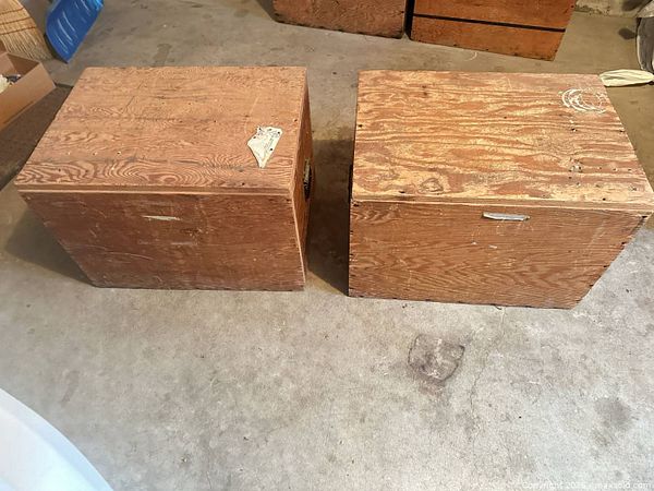 Pair plywood storage trunks 18-30 in | Maxsold