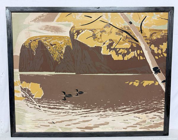 Vintage Sampson Matthews Bon Echo silkscreen by Charles Comfort | Maxsold