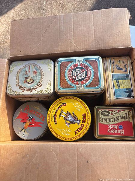 Lot of 6 Vintage Advertising Metal Tins | Maxsold