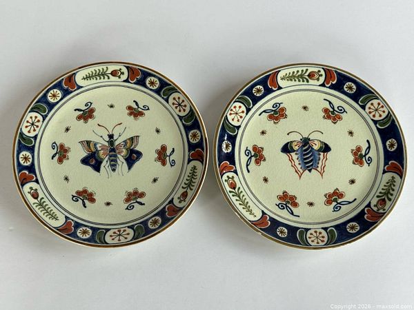 Vintage Royal Delft Hand Painted Butterfly Plates | Maxsold