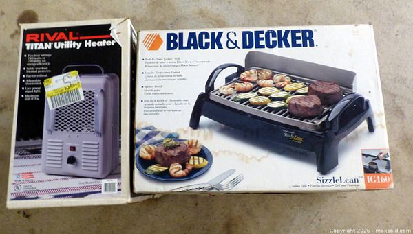 Black & Decker SizzleLean IG160 grill and Rival Titan utility heater ...