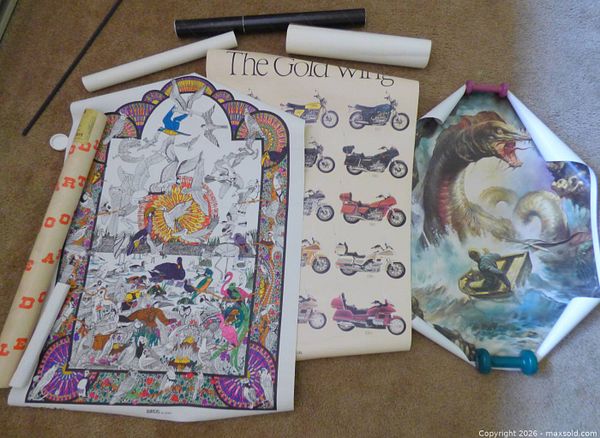 Vintage Posters Lot - Gold Wing, Dragon, DoodleArt, Clydesdales ...