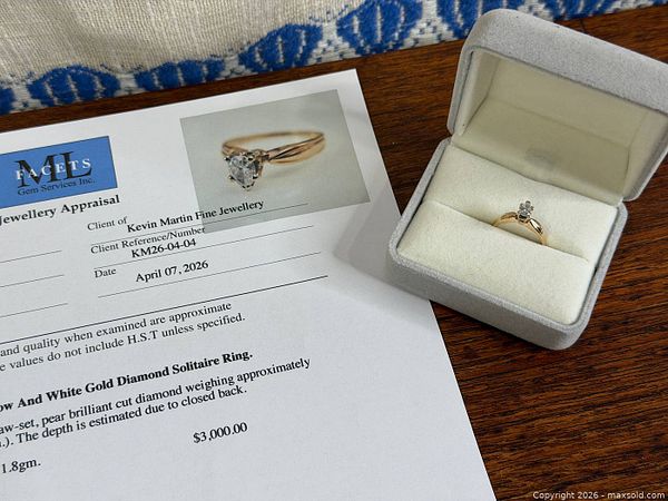 14K Two-Tone Gold Pear Diamond Ring | Maxsold