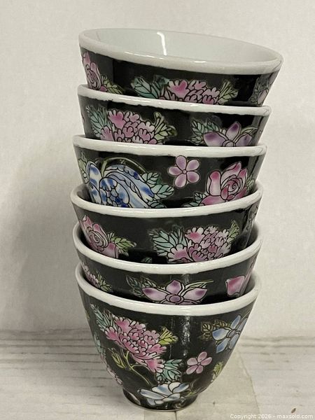 Set of 6 Floral Porcelain Tea Cups | Maxsold