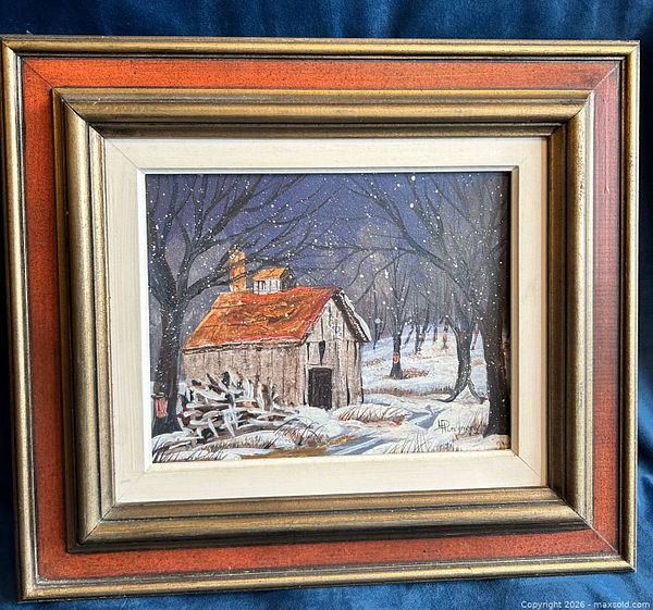 Larry Plummer signed winter landscape painting | Maxsold