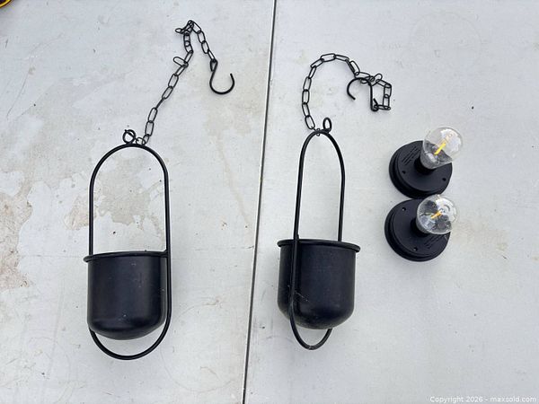 Black solar hanging lanterns set of 2 | Maxsold