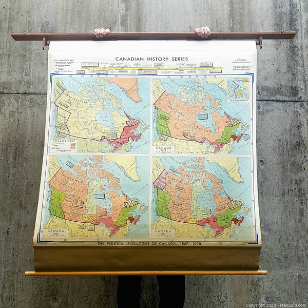 Vintage Canadian Political Evolution School Map 1867-1898 | Maxsold