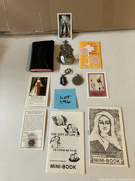 Religious Items Lot with Bible, Key Chain, Medallions, Prayer Cards ...