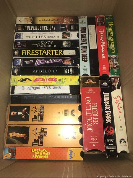 Collection of Various VHS Tapes Including Movies and Animated Titles ...