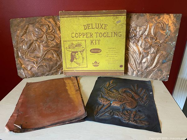 Vintage Lewiscraft Deluxe Copper Tooling Kit with Tools and Copper ...