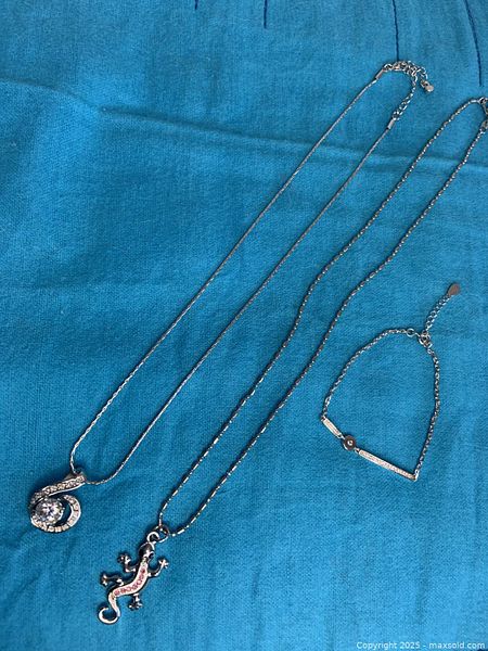 Silver 8925 Necklace and Anklet, Gold Plate Gekko Necklace with ...