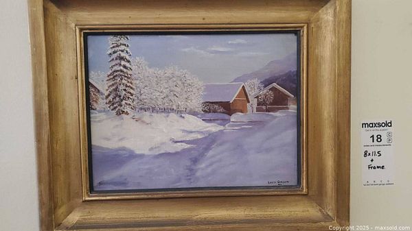 Framed winter landscape painting signed Lance Gordon | Maxsold