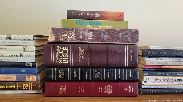 Five KJV Bibles, Bible Cases, 30+ Christian & Spiritual Books | Maxsold