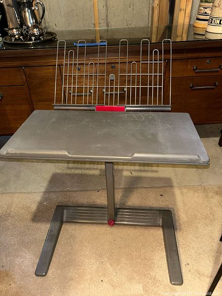 Vintage Herman Miller adjustable writing desk, metal shelf, Knox ...