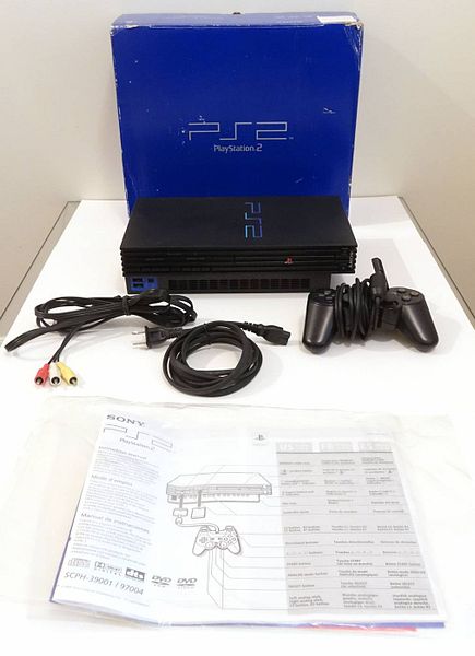 Sony PlayStation 2 black console with controller, cables, manuals, box ...