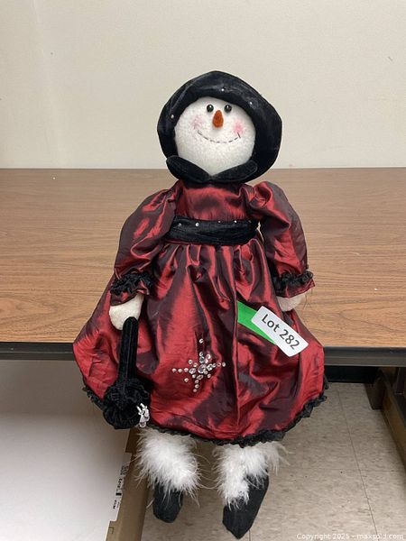 Handmade lady snowman plush figure 21" | Maxsold